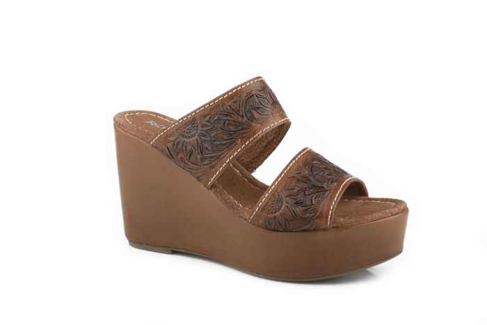 Roper Diva Ii Womens Sandal - Cognac Tooled Leather – Kingstons Rural ...